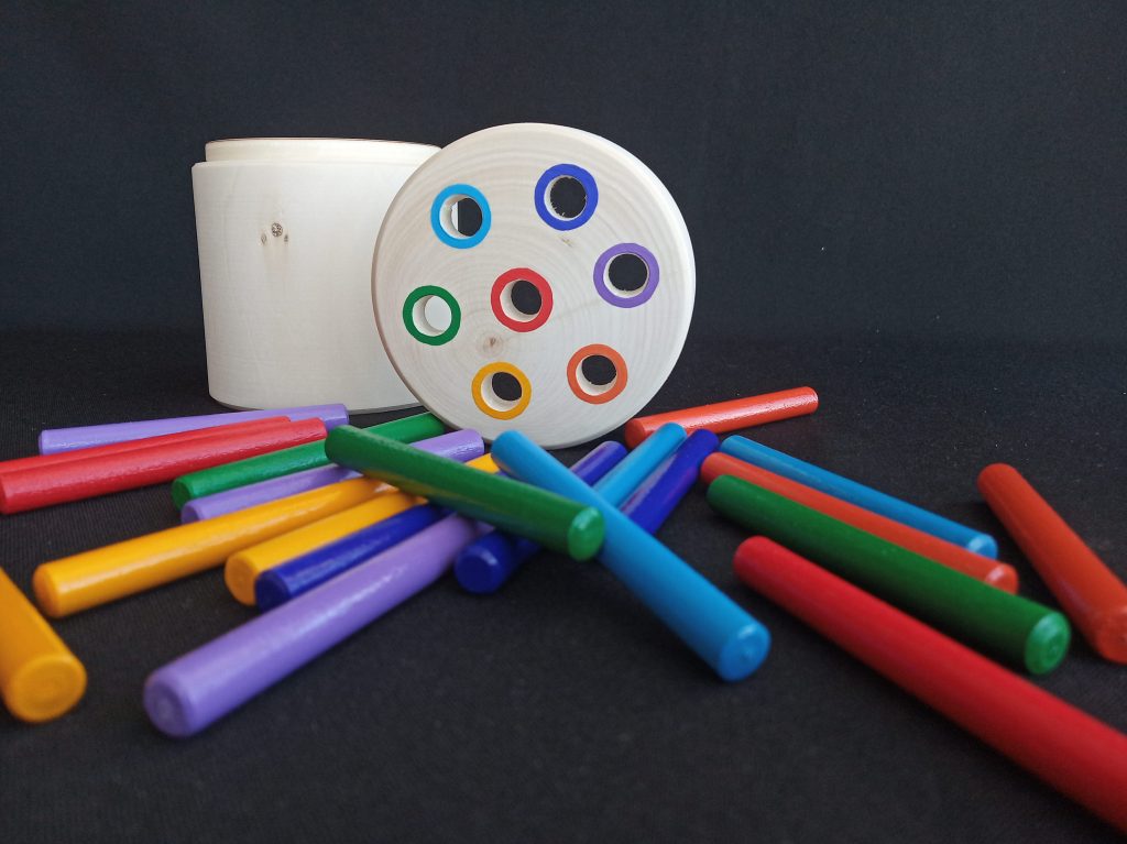 Wooden children toy cylinder with sticks – TheKiddoToys – Eco toys ...